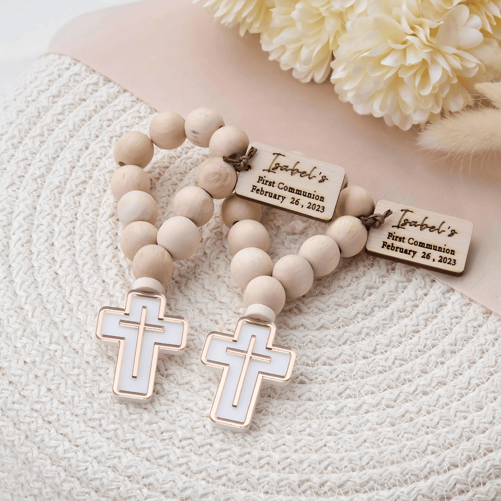 Personalized Mini Wooden Rosaries | Christening Guest Gift – Craft Rosaries